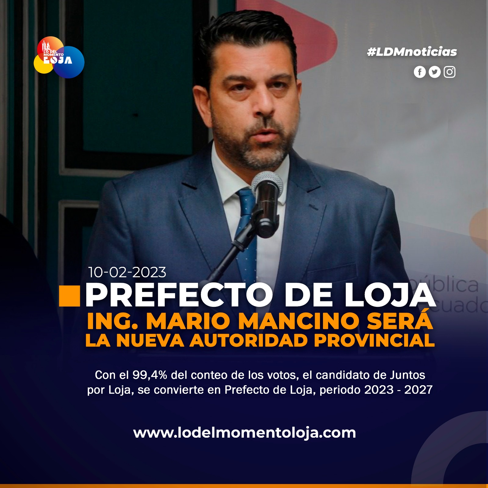 Mario Mancino es el nuevo Prefecto de Loja