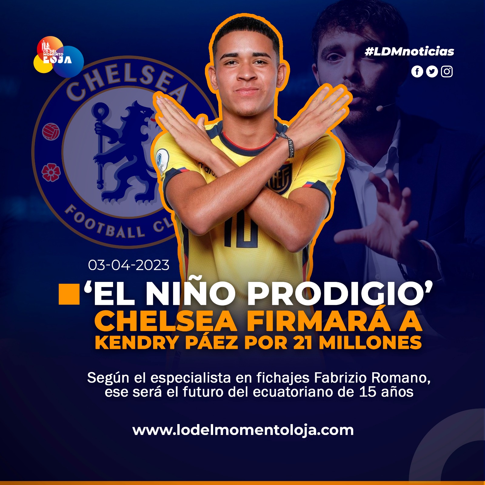 Kendry Páez firmará con el Chelsea